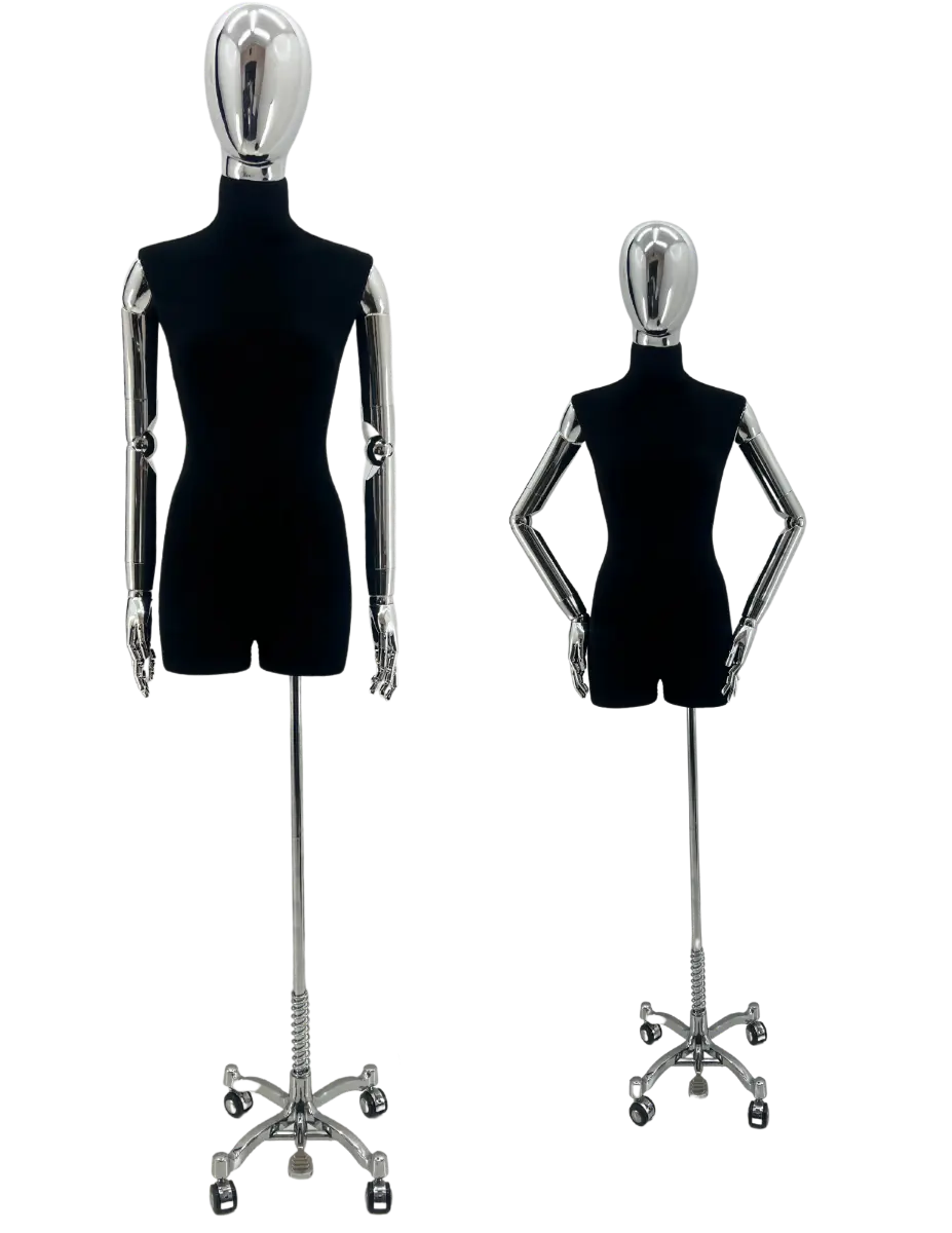 Female Body Form with Silver Chrome Arms, Head & Base – Display ...